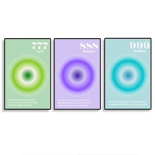 Amazon.com: Gradient Aura Angel Numbers Poster Sets for Room Aesthetic ...