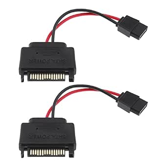 SING F LTD 2PCS SATA 15-Pin Male to SATA 6-Pin Female Slimline Power ...