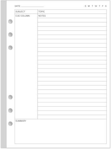 Amazon.com : Cornell Notes Filler Paper for A5 Binder - 6 Hole Cornell ...