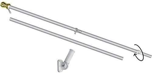 6ft Spinning Stabilizer Flag Pole (Silver)(Brackets not Included ...