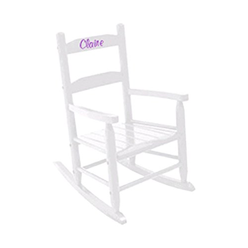 KidKraft White Personalized Slat Rocking Chair (Font: Script/Font Color ...