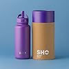 SHO Stainless Steel Guzzler Water Bottle with Straw Lid - Leakproof ...