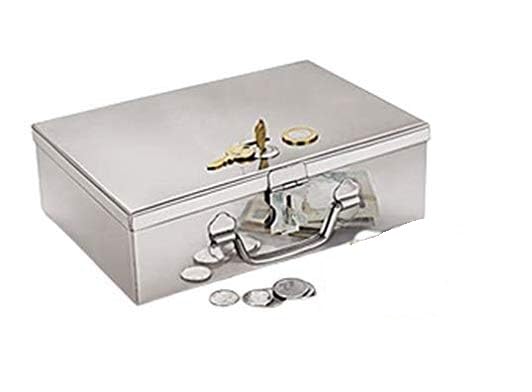 GinoSet® Stainless Steel Cash/Coin/Jewellery Storage Rectangular Silver ...