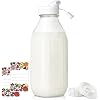 Amazon.com: Syntic Square Liter Glass Milk Bottles with Airtight Lid ...