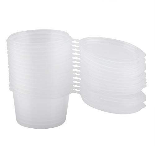 Amazon.com: 100Pcs 4OZ/100ML Plastic Sauce Cups with Attached Lids ...