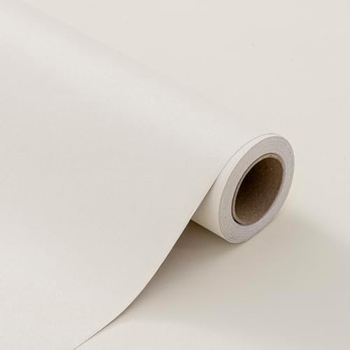 HyunHome Peel and Stick Wallpaper Cream Contact Paper Large Matte Solid ...
