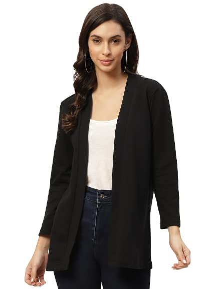 Buy Wisstler Women Black Color Solid Front Open Shrugs at Amazon.in