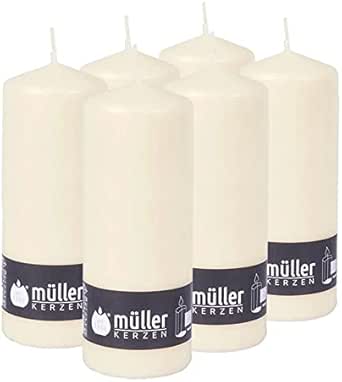 Amazon.com: Müller Tall Pillar Candles - Set of 6 Unscented Ivory ...
