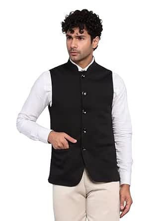 Buy ROCKSY Black Nehru Jacket, B&i Modi Koti for Men, Cotton Waistcoat ...