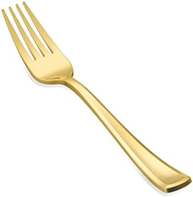 Amazon.com: N9R 180Pcs Gold Plastic Forks, Solid, Durable and Heavy ...