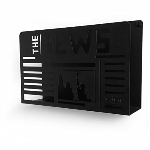 Design Metal Wall Magazine Rack Metal File Organizer (News, Black ...