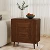 Amazon.com: HOMPUS 3-Drawer End Table, Walnut 3 Drawer Nightatsand, Mid ...