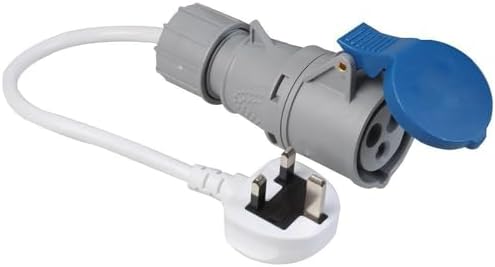 K M Electronics® 13A Rubber Molded UK Plug to 16A Blue Socket Caravan ...