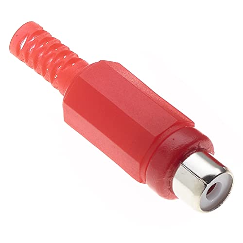 In Line Phono Socket, Red – Pack Of 10, RCA Panel Female Adapter Nickel ...