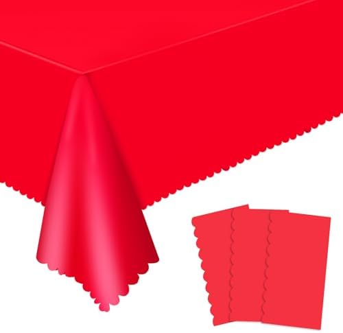 Amazon.com: Red Plastic Tablecloths 2 Pack Ruby Disposable Table Covers ...