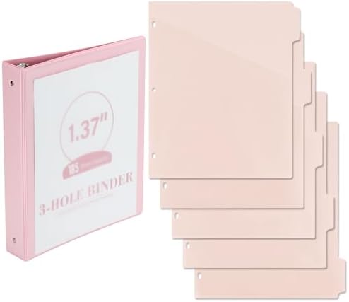 Amazon.com : Pink A4 Ring Binder Cover with 5 Tabs Divider Pockets Set ...