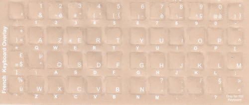 French Keyboard Stickers Transparent Laptop Overlays White for Black ...