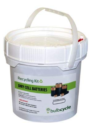 0.5 Gallon Dry Cell Battery Recycling Kit (Holds 10 pounds of Batteries ...