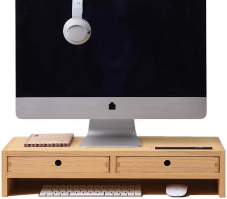 YGYQZ Wood Adjustable Monitor Riser for Desk, 2 Tier Dual Monitor Stand ...