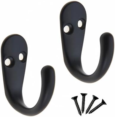 Select Hardware 2X Single Robe Coat Hooks with Screws, Matte Black ...