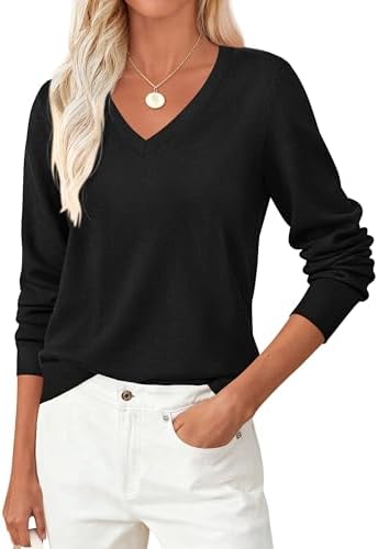 PRETTYGARDEN Women's V Neck Sweaters 2026 Fall Casual Long Sleeve ...
