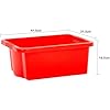 Wham Stack & Store, Pack 4 16L Red Plastic Storage Organisation Boxes ...