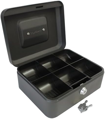 Cathedral Products Key Lockable Cash Box with Lift Out 6 Compartment ...