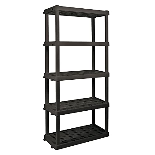 Oskar 5 Tier Plastic Shelf, Garage Shelving Unit, Rack and Storage ...