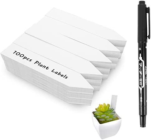 100 PCS Plastic Plant Labels Reusable Garden Plant Tags with Marker Pen ...