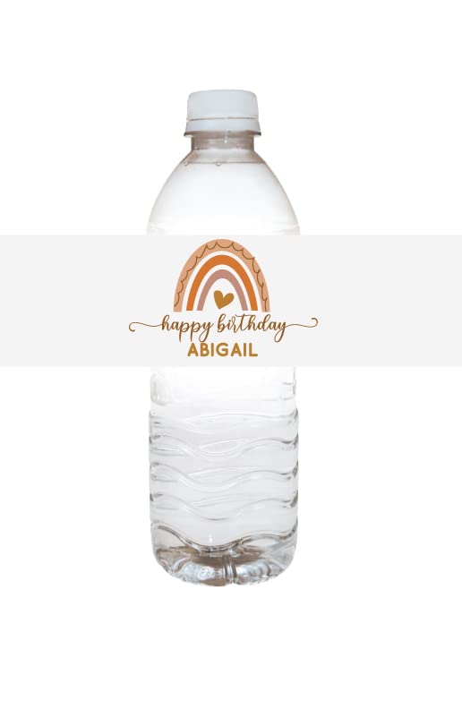 Amazon.com: Personalized birthday water bottle labels boho rainbow ...