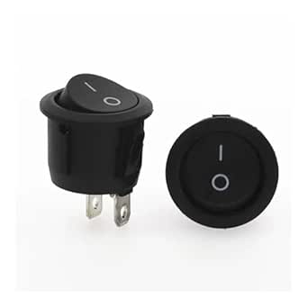 Amazon.com: 100Pcs 20mm Diameter Small Round Rocker Switches Black ...