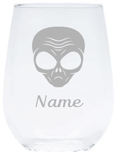 Amazon.com: Space Alien with name, 17 oz stemless wine glass : Home ...