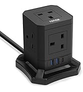 Extension Lead with USB Slots Cable Tidy Box, FDTEK 5 Way Plug ...