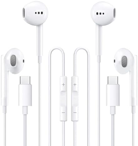 Amazon.com: [2 Pack]USB C Headphones for iPhone 15 Earbuds Type C Wired ...