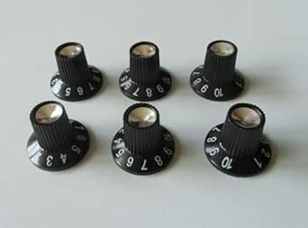 Amazon.com: Pack of 6 Guitar Amplifier AMP Knobs Black Silver Skirted ...