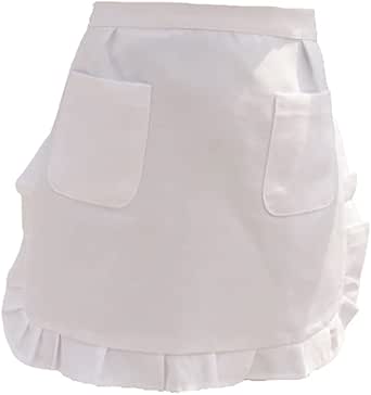 Amazon.com: GIGGSKZE White Waist Apron with Two Pockets Half Apron ...