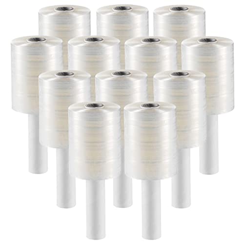 12 Pack Industrial Strength Mini Hand Stretch Wrap 5" 1000 Ft Roll 80 ...