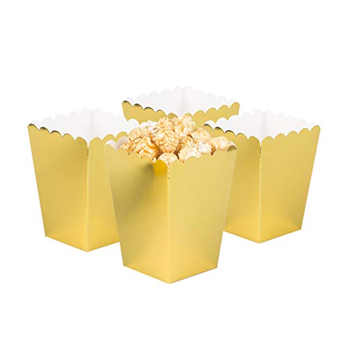 Lot de 36 mini boîtes à popcorn dorées en carton avec couvercle ouvert ...