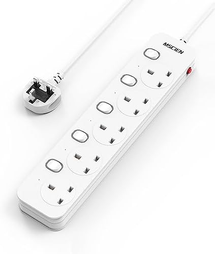 Mscien Extension Lead 1M 5 Way Plug Sockets with Individual Switches ...