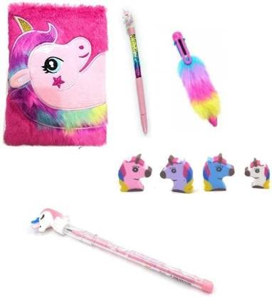 GiftsHub Unicorn Stationary Combo Set - Unicorn Pouch, Unicorn Diary ...