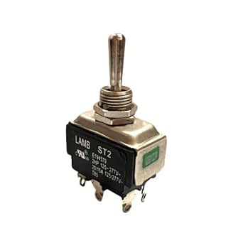 Lamb ST2 Toggle Switch, DPDT Maintained, Metal, 6-Pin, 20A 125VAC, 15A 277VAC, Panel Mount, ON ...