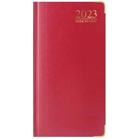 2023 Slim Line Week to View Padded Diary Metal Corner Case Bound Diary ...
