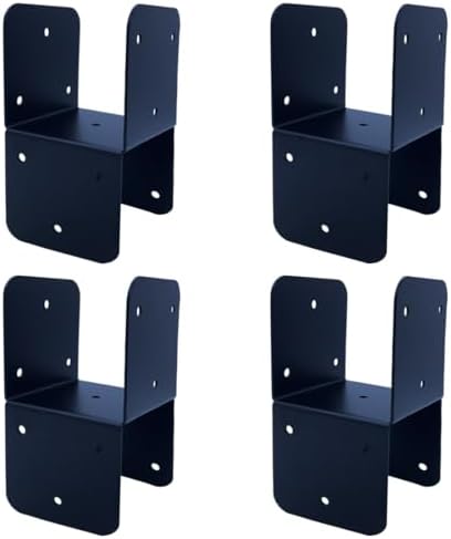 Jouray 4 Pcs Black 4x4 Deck Post Caps & Tie Brackets, 14 Gauge Steel ...