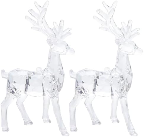 Amazon.com: Alipis 2pcs Christmas Elk Crystal Sika Deer Figurines ...
