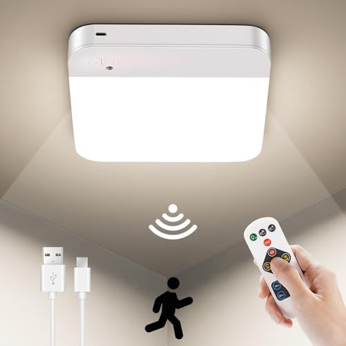 XCOFZOB Motion Sensor Light Indoor with Remote, 5.9 Inch 6000mAh ...