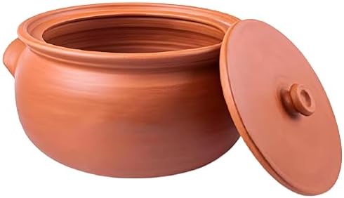 Clay Pot - Handcrafted, Lead-Free Cooking Pot with Lid, Natural ...