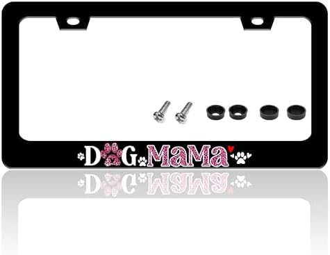 Amazon.com: Dog Mama License Plate Frame Pet Paw for Front and Rear Car ...