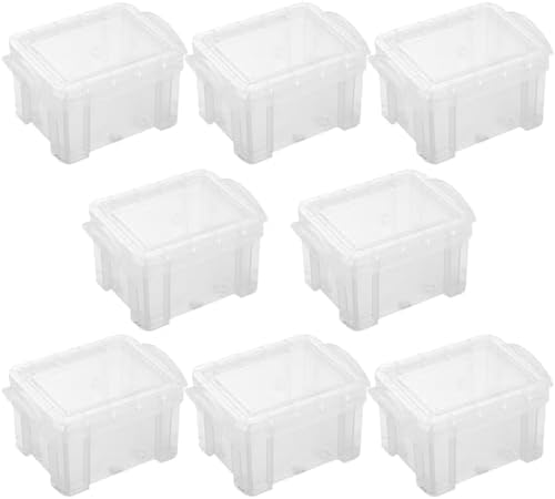 Dynozoom 8 pcs Portable Small Plastic Storage Boxes Mini Clear ...