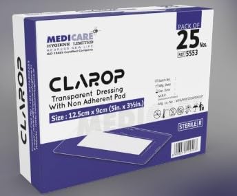 Medicare Clarop Transparent Dressing | 12.5 cm x 9 cm | Non-Adherent ...
