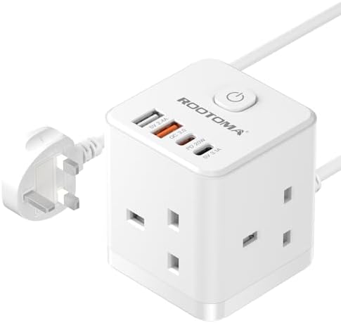 TOPREK 100W PD3.0 Fast Charge Extension Lead with USB Slots ...